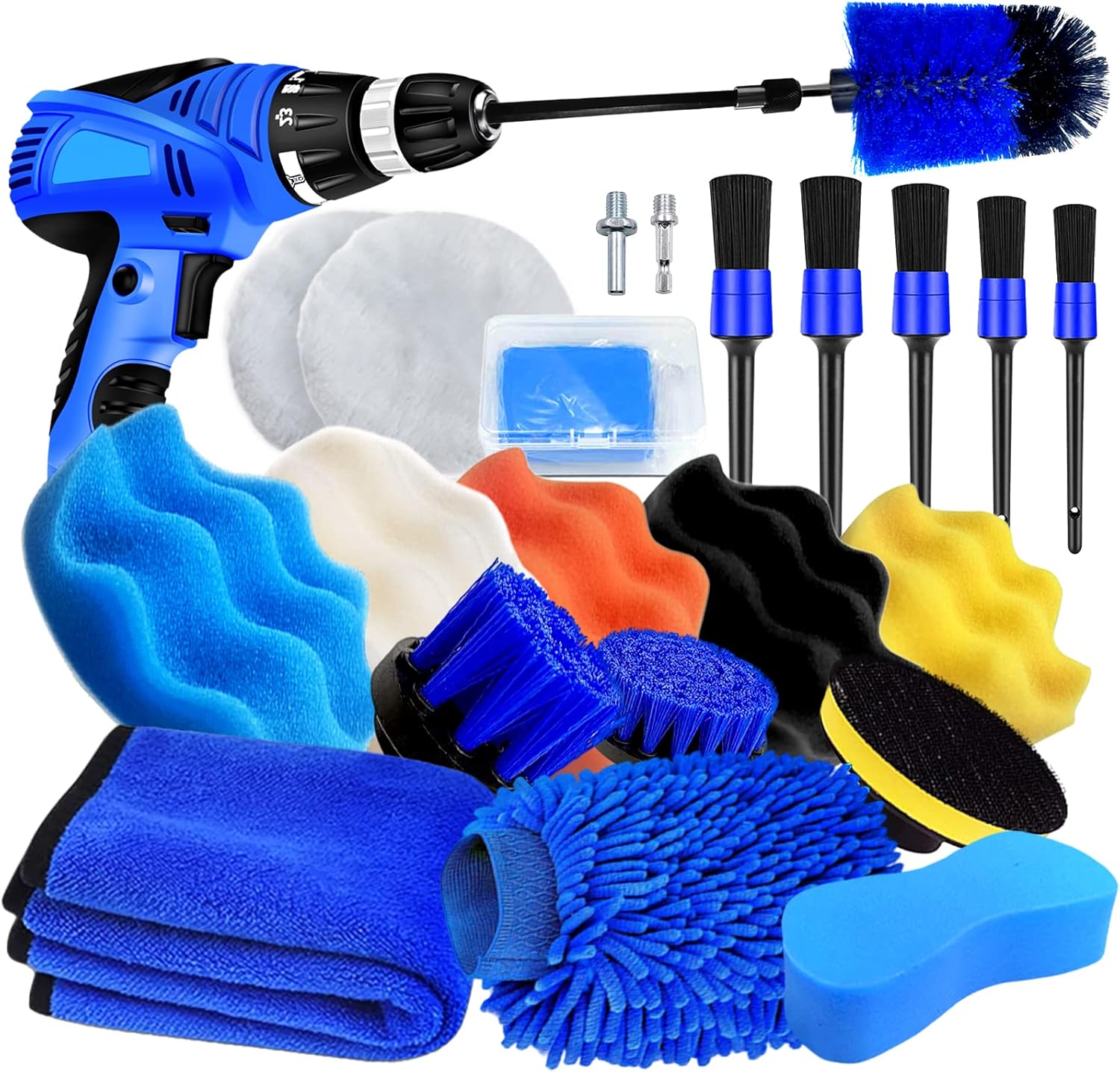 23Pcs Car Detailing Kit - Car Foam Buffing Pads & Car Drill Brush ...